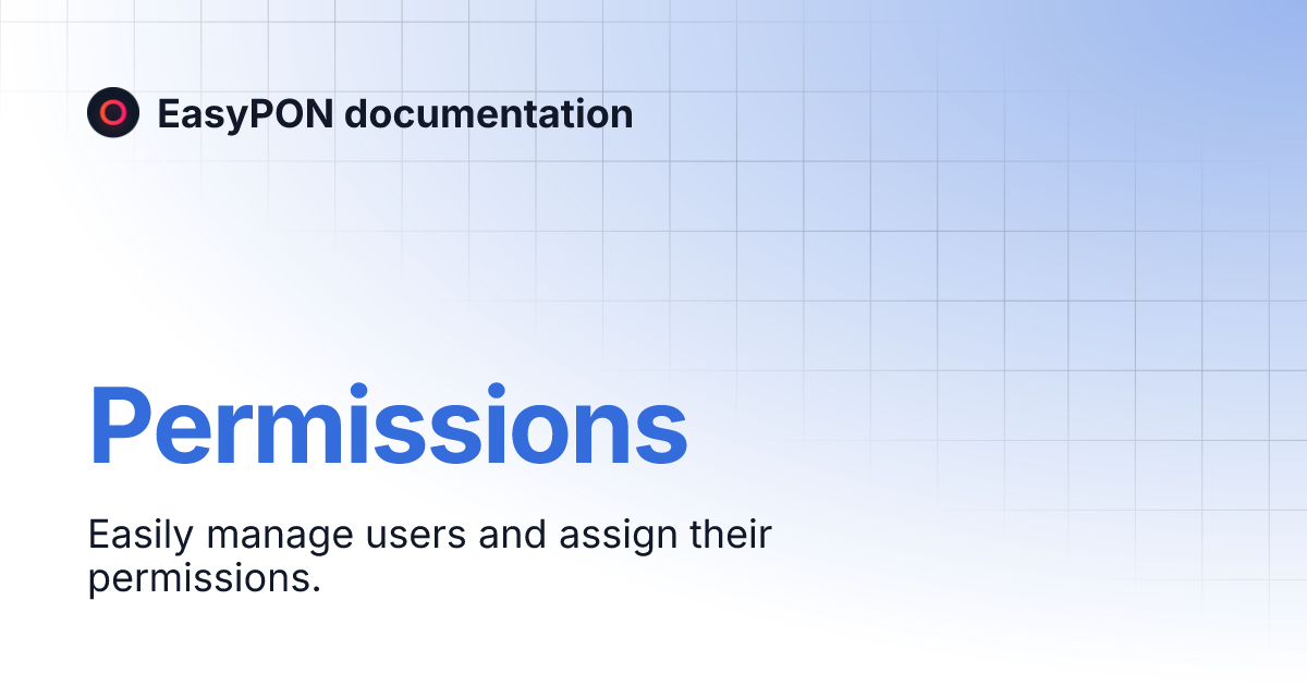 Permissions | EasyPON documentation