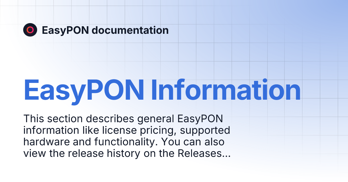 EasyPON Information | EasyPON documentation